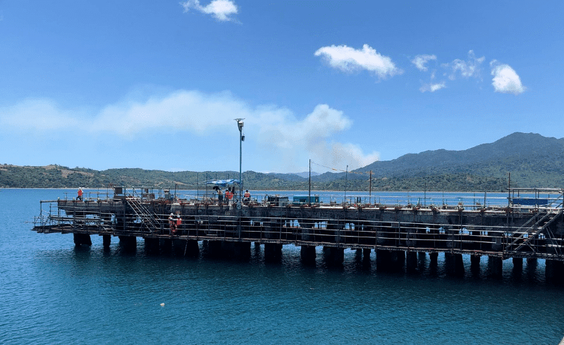 Repair works on Port Irene in the Philippines